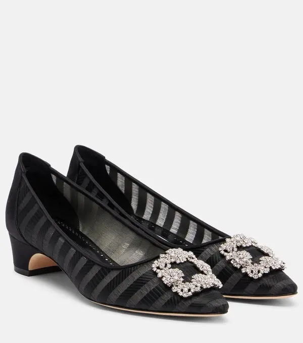 Manolo Blahnik Hangisi Embellished Pumps - Black