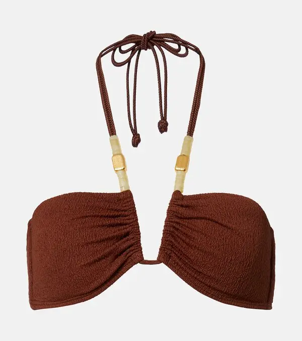 VIX PAULA HERMANNY Harper Carol Beaded Bikini Top - Brown