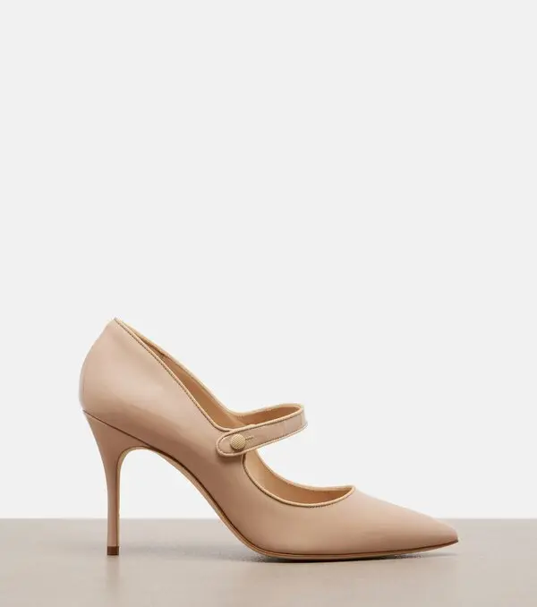 Manolo Blahnik Campari Patent Leather Mary Jane Pumps