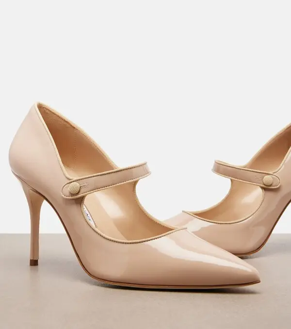 Manolo Blahnik Campari Patent Leather Mary Jane Pumps