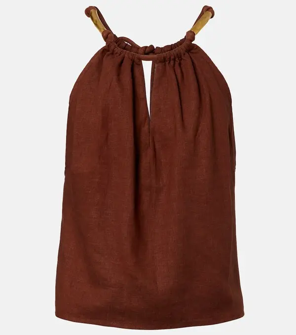 VIX PAULA HERMANNY Janet Linen-blend Top - Brown
