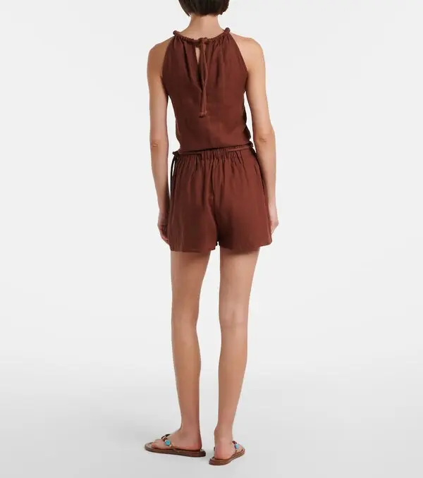 VIX PAULA HERMANNY Belted Linen-blend Shorts