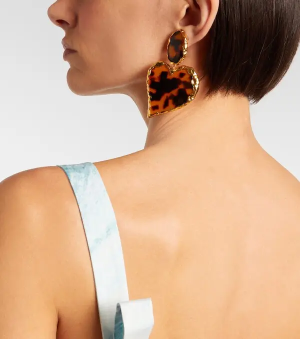 Oscar De La Renta Heart Embellished Clip-on Earrings
