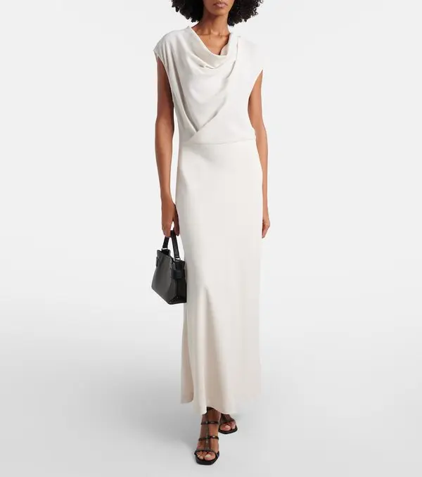 Brunello Cucinelli Draped Wool-blend Maxi Dress