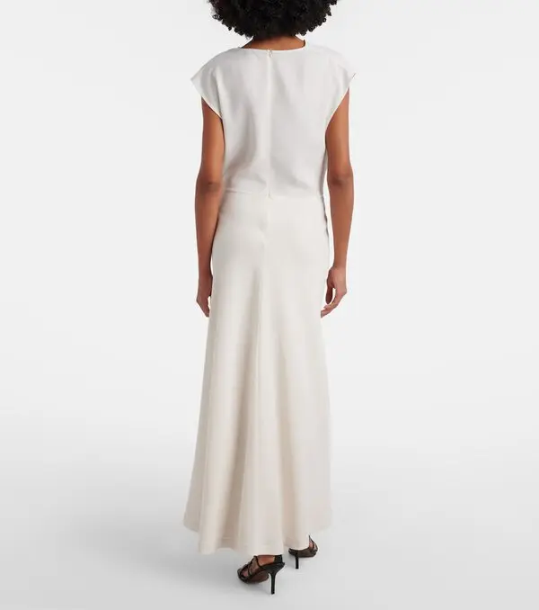 Brunello Cucinelli Draped Wool-blend Maxi Dress
