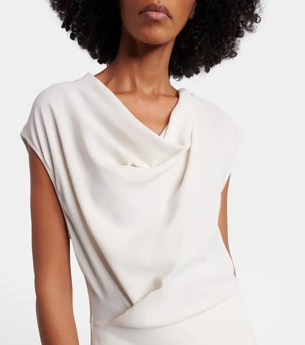 Brunello Cucinelli Draped Wool-blend Maxi Dress