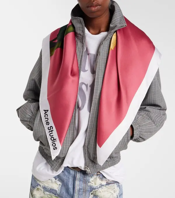 Acne Studios Floral Silk Satin Scarf