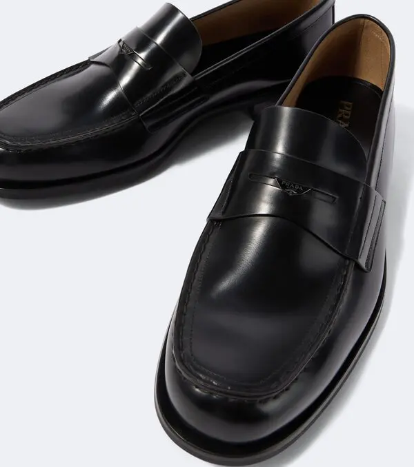 Prada Leather Penny Loafers - Black