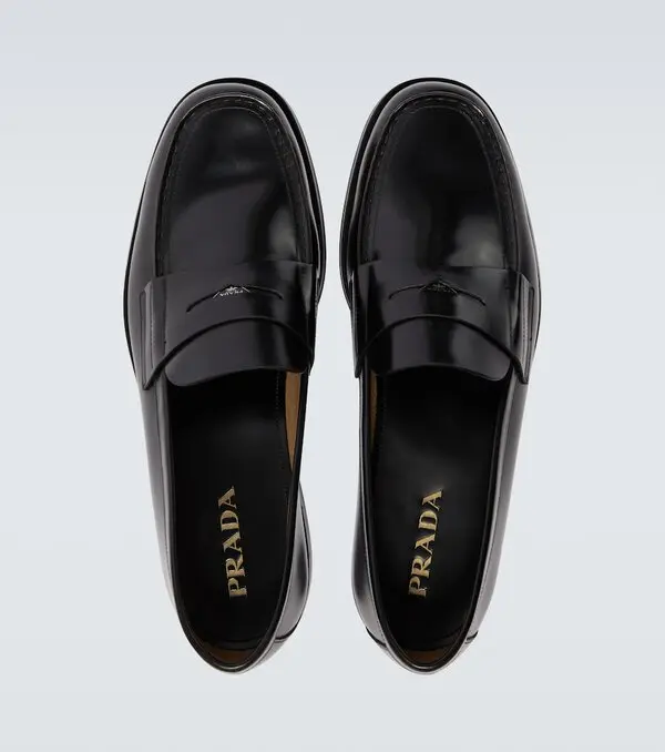 Prada Leather Penny Loafers - Black