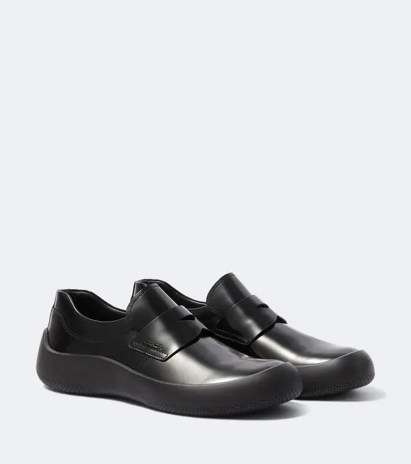 Prada Leather Penny Loafers - Black