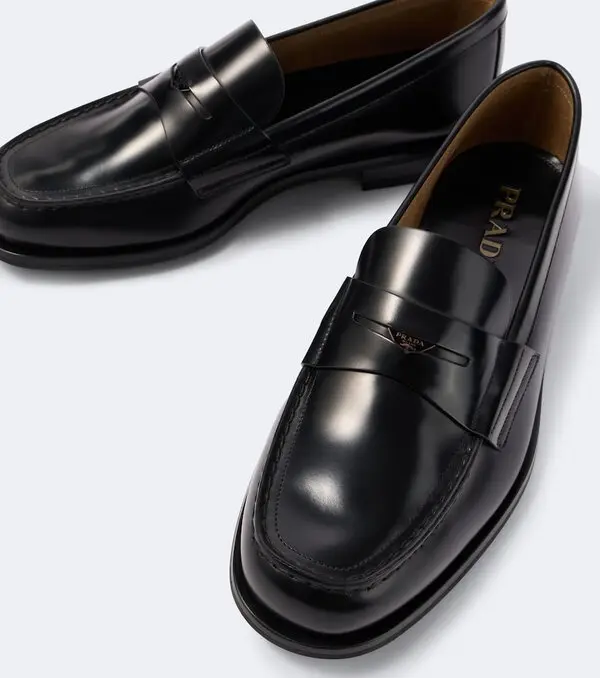 Prada Leather Penny Loafers - Black