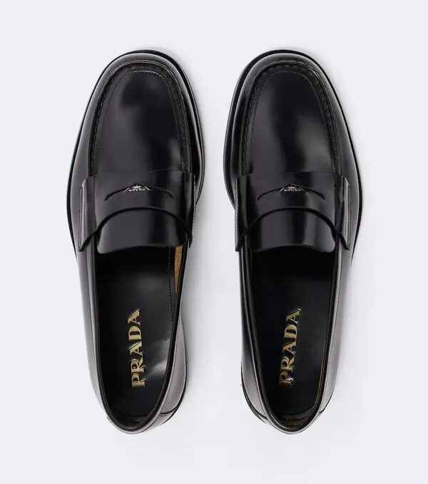 Prada Leather Penny Loafers - Black