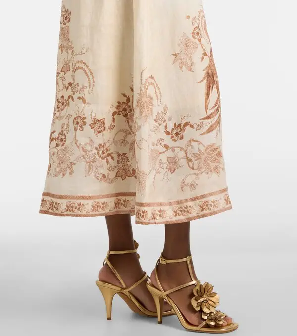 Zimmermann Indra Floral Linen Midi Dress - White