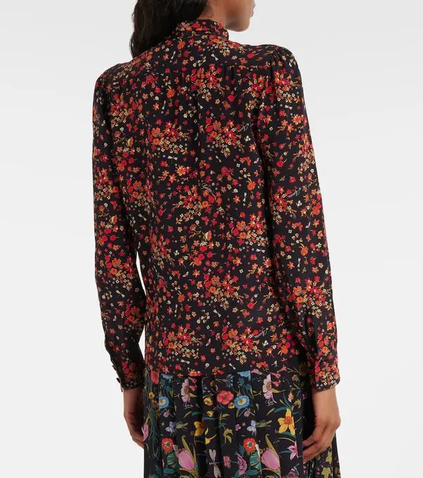 Gucci Floral Silk Blouse With Bow Detail