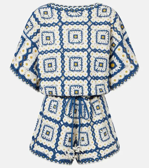 ALEMAIS Crochet Cotton Romper - White