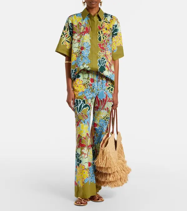 ALEMAIS Alémais Solstice Cotton-blend Wide-leg Pants - Multicoloured