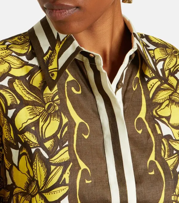 ALEMAIS Mona Floral Hemp Shirt - Yellow