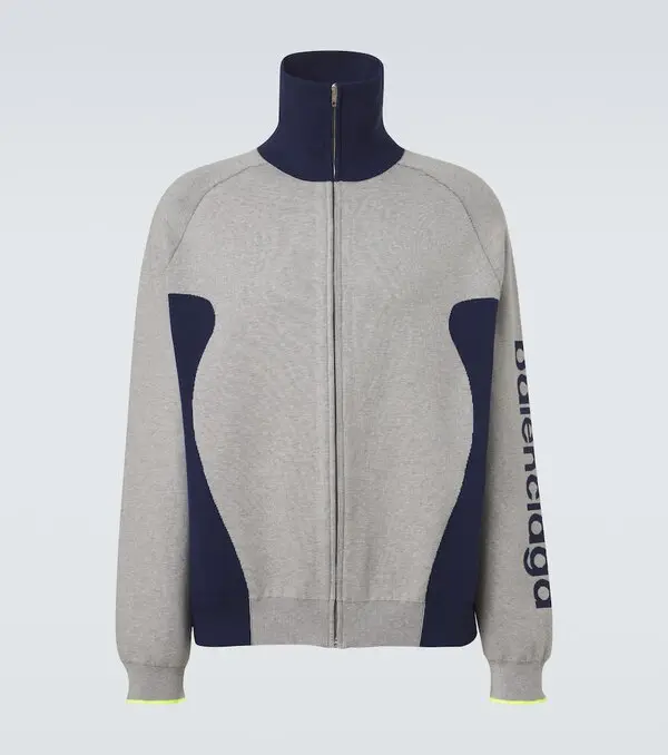 Balenciaga Cotton-blend Zip-up Cardigan - Grey