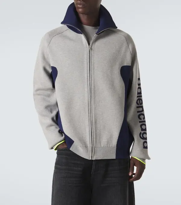 Balenciaga Cotton-blend Zip-up Cardigan - Grey