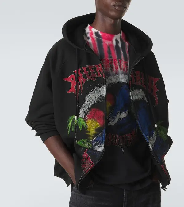 Balenciaga Printed Tie-dye Cotton Jersey T-shirt - Black