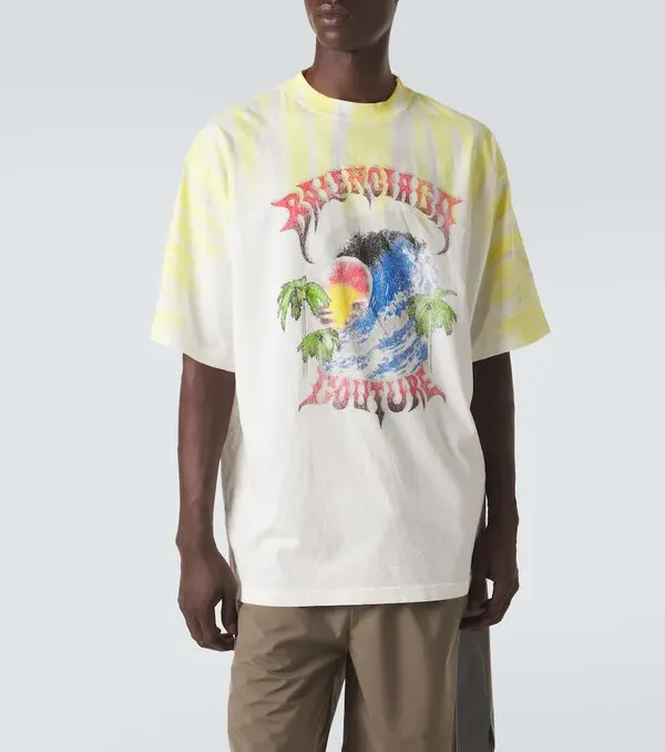 Balenciaga Printed Tie-dye Cotton Jersey T-shirt