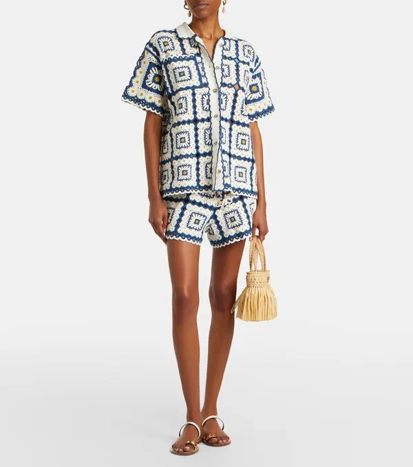 ALEMAIS Dolly Crochet Cotton Shorts - White