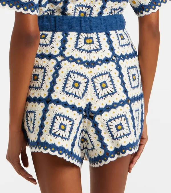 ALEMAIS Dolly Crochet Cotton Shorts - White