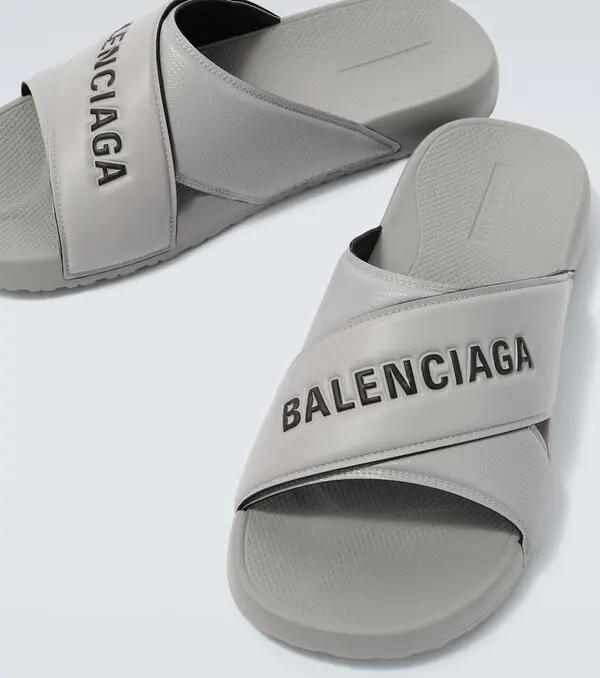 Balenciaga Sporty Pool Slides - Grey
