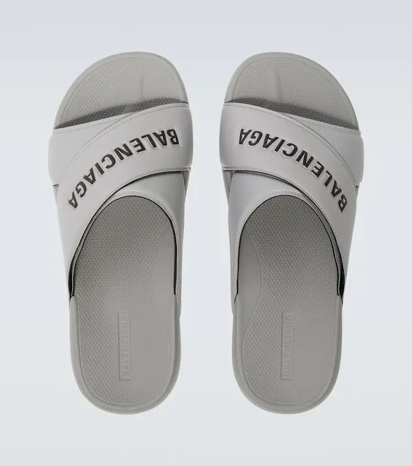 Balenciaga Sporty Pool Slides - Grey