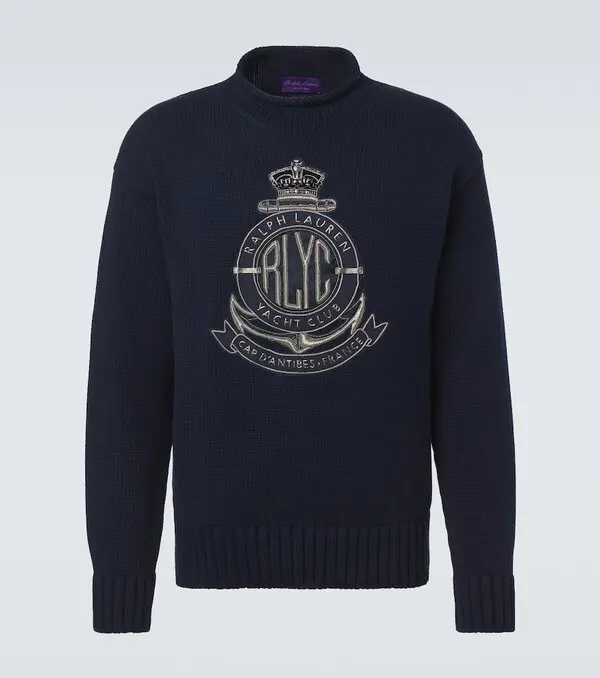 Ralph Lauren Purple Label Embroidered Cotton Sweater