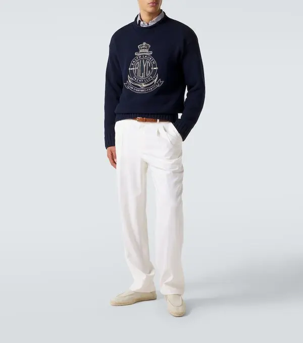 Ralph Lauren Purple Label Embroidered Cotton Sweater