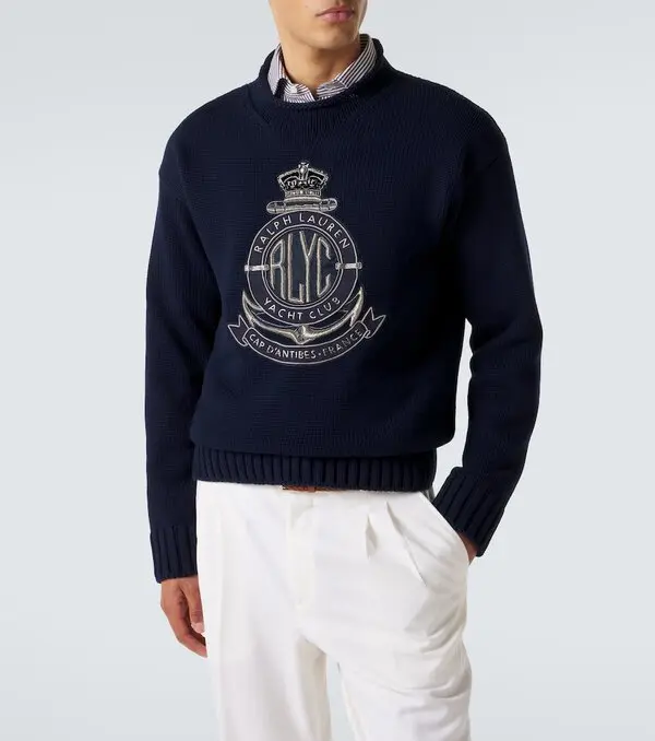 Ralph Lauren Purple Label Embroidered Cotton Sweater