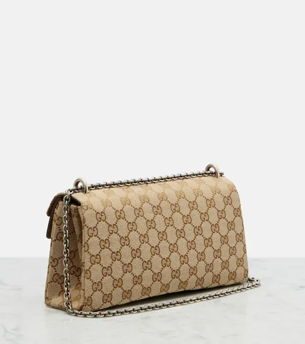Gucci Dionysus Gg Canvas Small Suede-trimmed Crossbody Bag - Beige