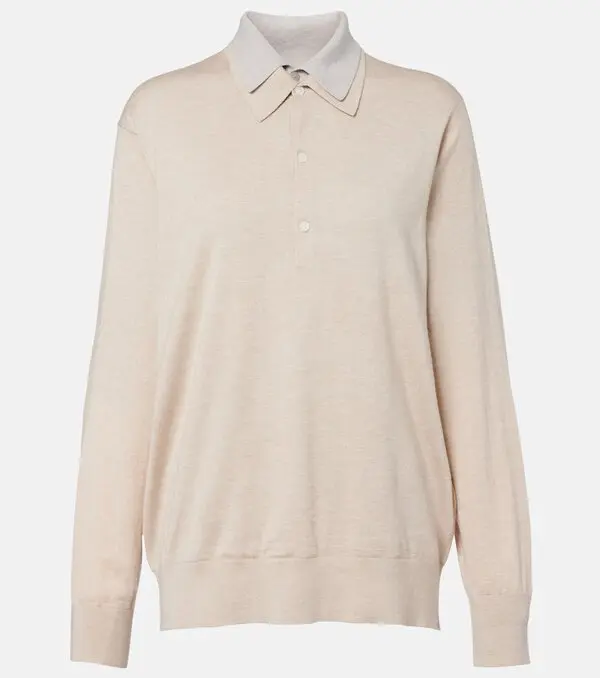 Acne Studios Silk, Wool, And Cashmere Polo Sweater - Beige