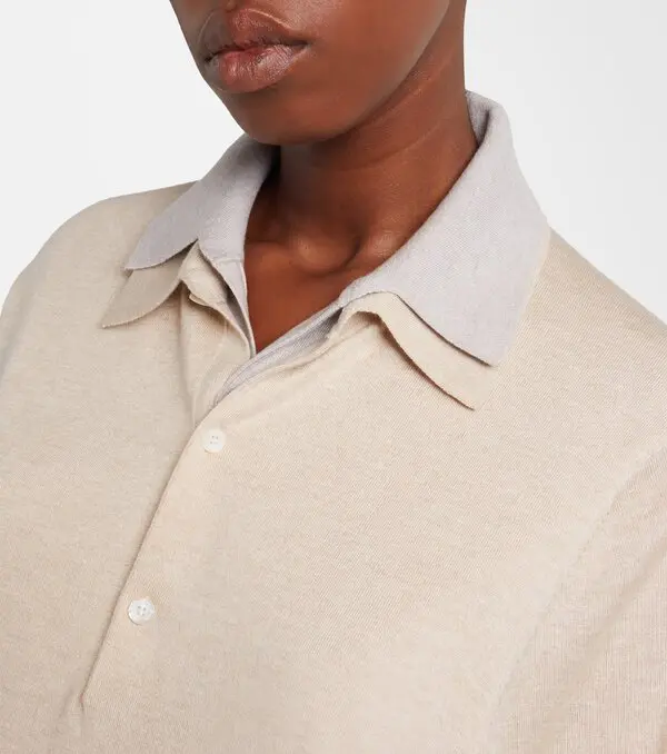 Acne Studios Silk, Wool, And Cashmere Polo Sweater - Beige