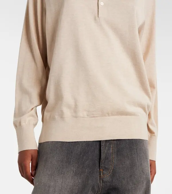 Acne Studios Silk, Wool, And Cashmere Polo Sweater - Beige