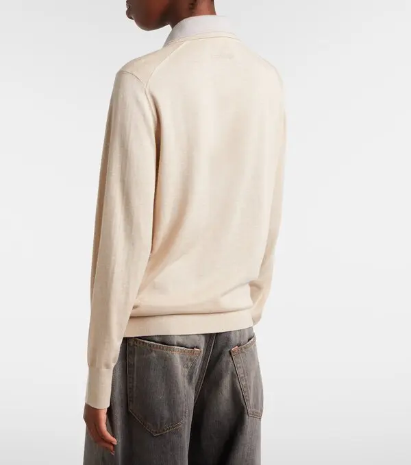 Acne Studios Silk, Wool, And Cashmere Polo Sweater - Beige