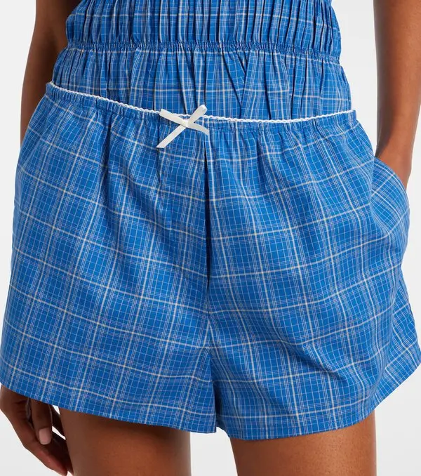Faithfull The Brand Leya Plaid Cotton Shorts