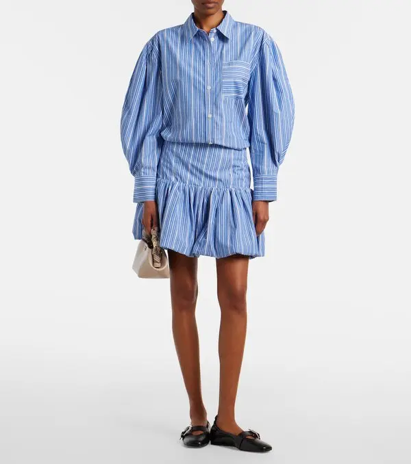 GANNI Striped Oversized Cotton Poplin Shirt