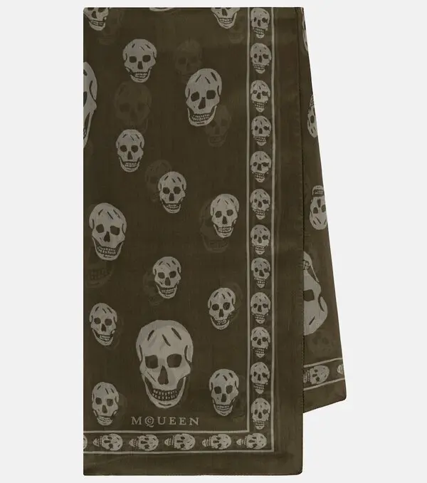 Alexander McQueen Printed Silk Scarf - Green
