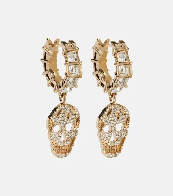 Alexander McQueen Skull Crystal-embellished Drop Earrings - Gold