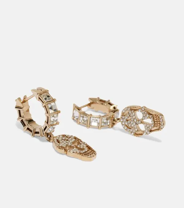 Alexander McQueen Skull Crystal-embellished Drop Earrings - Gold