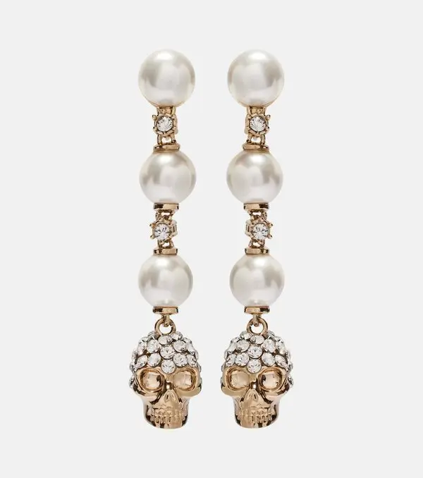 Alexander McQueen Crystal-embellished Drop Earrings - Silver
