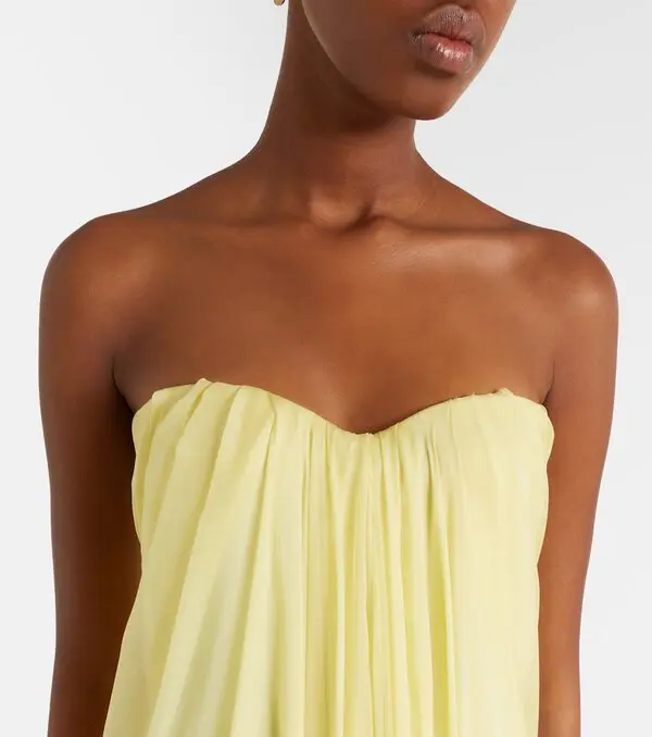 Alexander McQueen Draped Chiffon Bustier Gown