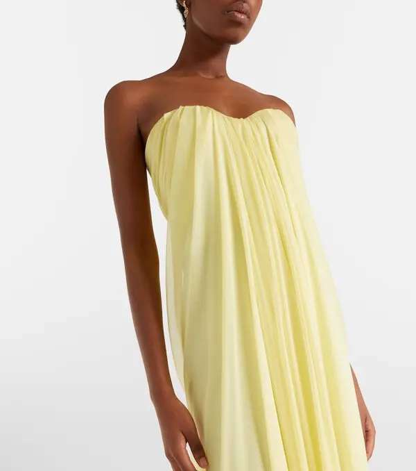 Alexander McQueen Draped Chiffon Bustier Gown