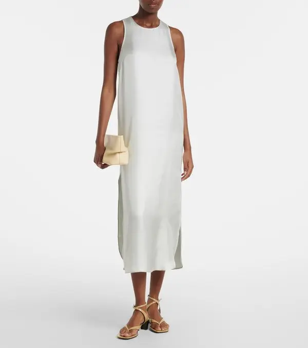 Loulou De Saison Paloma Silk Satin Maxi Dress - Turquoise