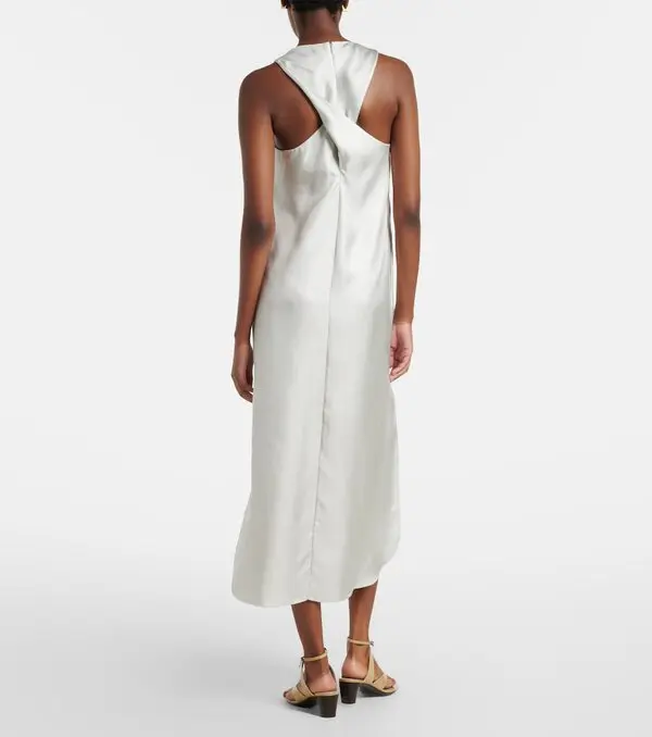 Loulou De Saison Paloma Silk Satin Maxi Dress - Turquoise