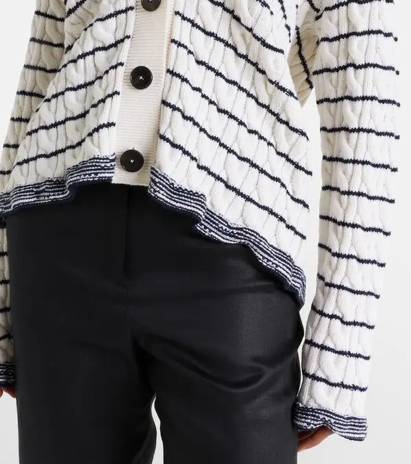 Alexander McQueen Cable-knit Striped Cardigan - White