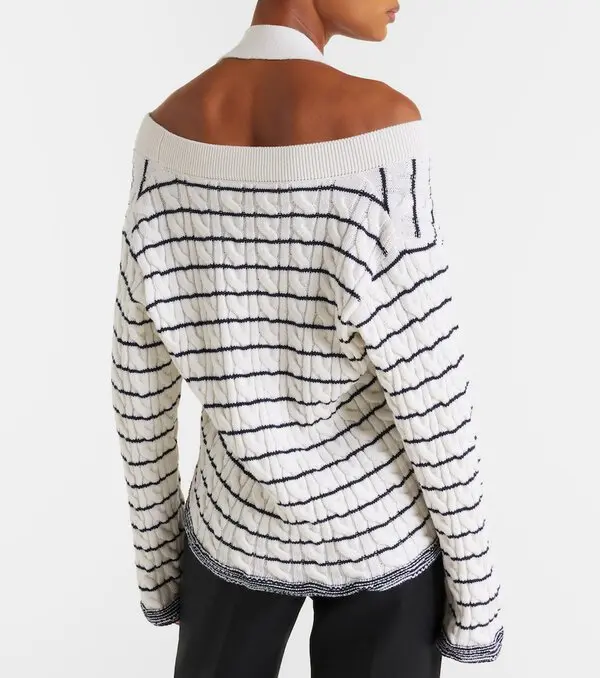 Alexander McQueen Cable-knit Striped Cardigan - White