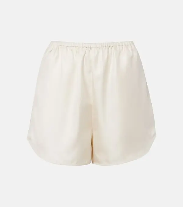 Loulou De Saison Cabo Silk Satin Shorts - White